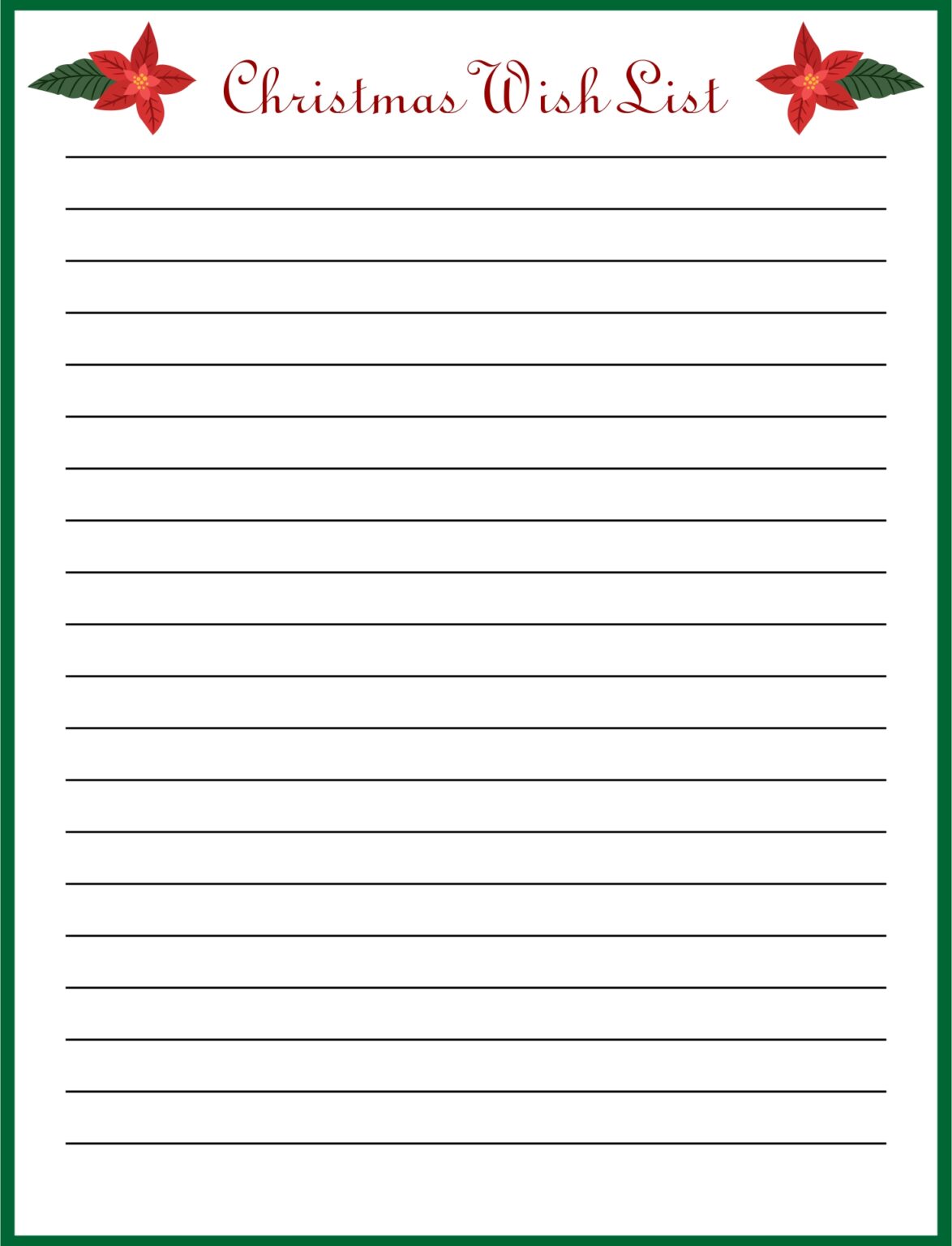 Free Printable Christmas List - Printable JD