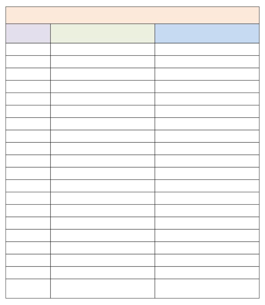 Printable 3 Column Spreadsheet - Printable JD