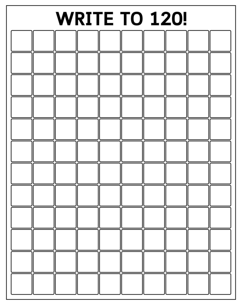 Printable Blank 120 Chart - Printable JD