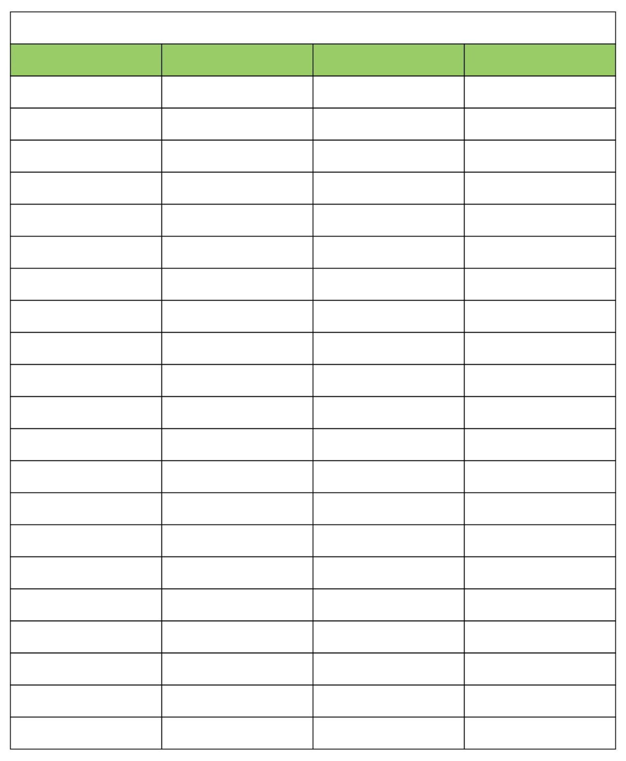 Printable Blank Data Charts - Printable JD
