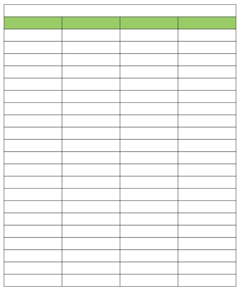 Printable Blank Data Charts - Printable JD
