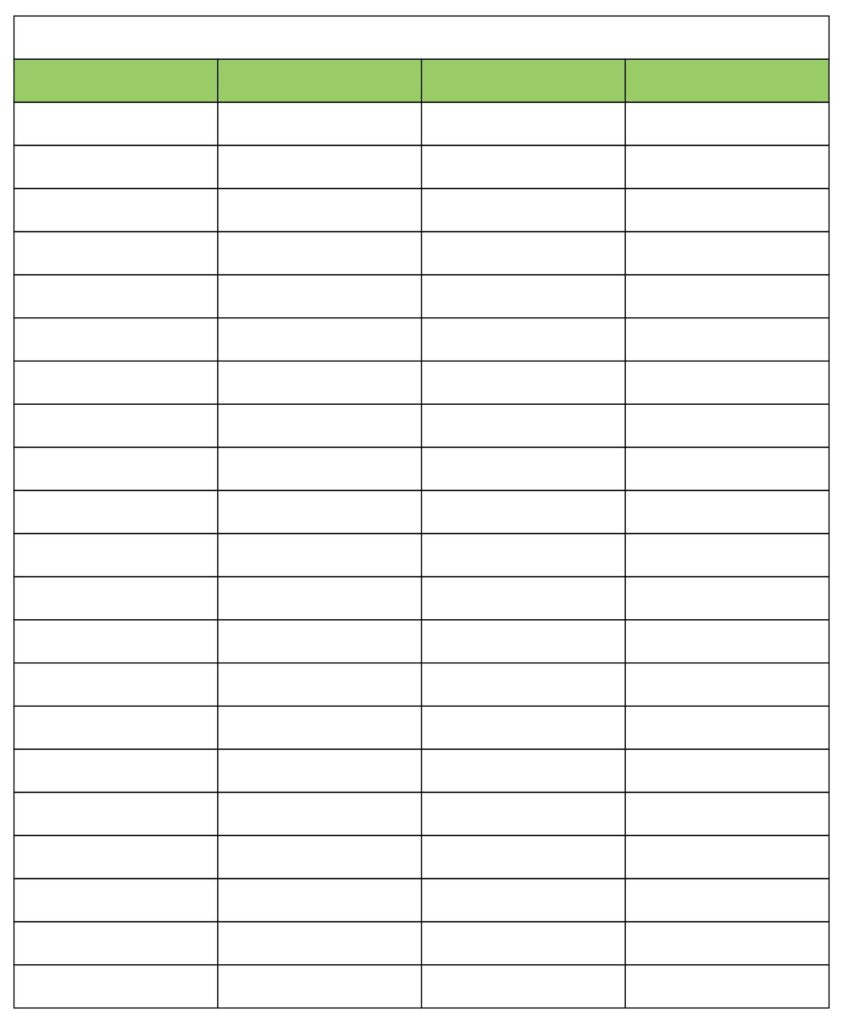 Printable Blank Data Charts - Printable JD