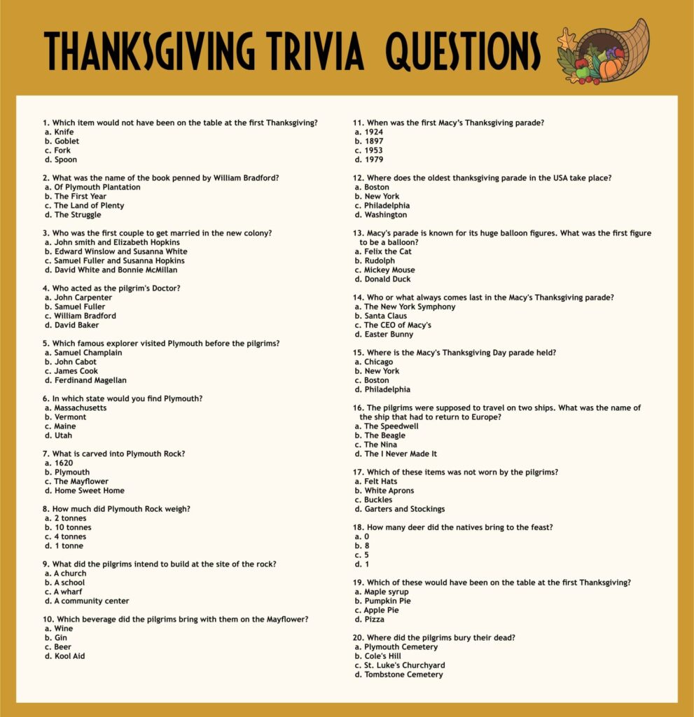 Printable Fun Trivia - Printable JD