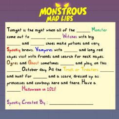 Printable Halloween Mad Libs Worksheets - Printable JD