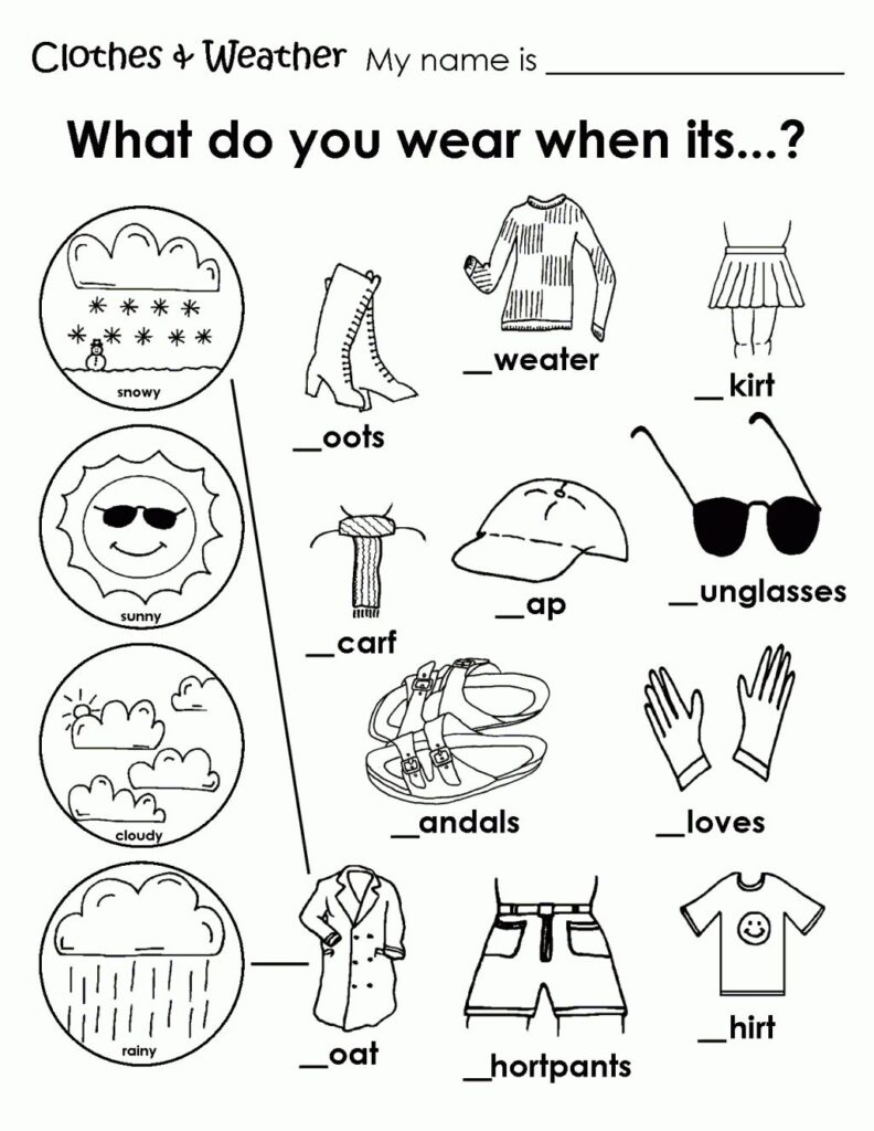 Printable Clothing Worksheets For Preschoolers - Printable JD