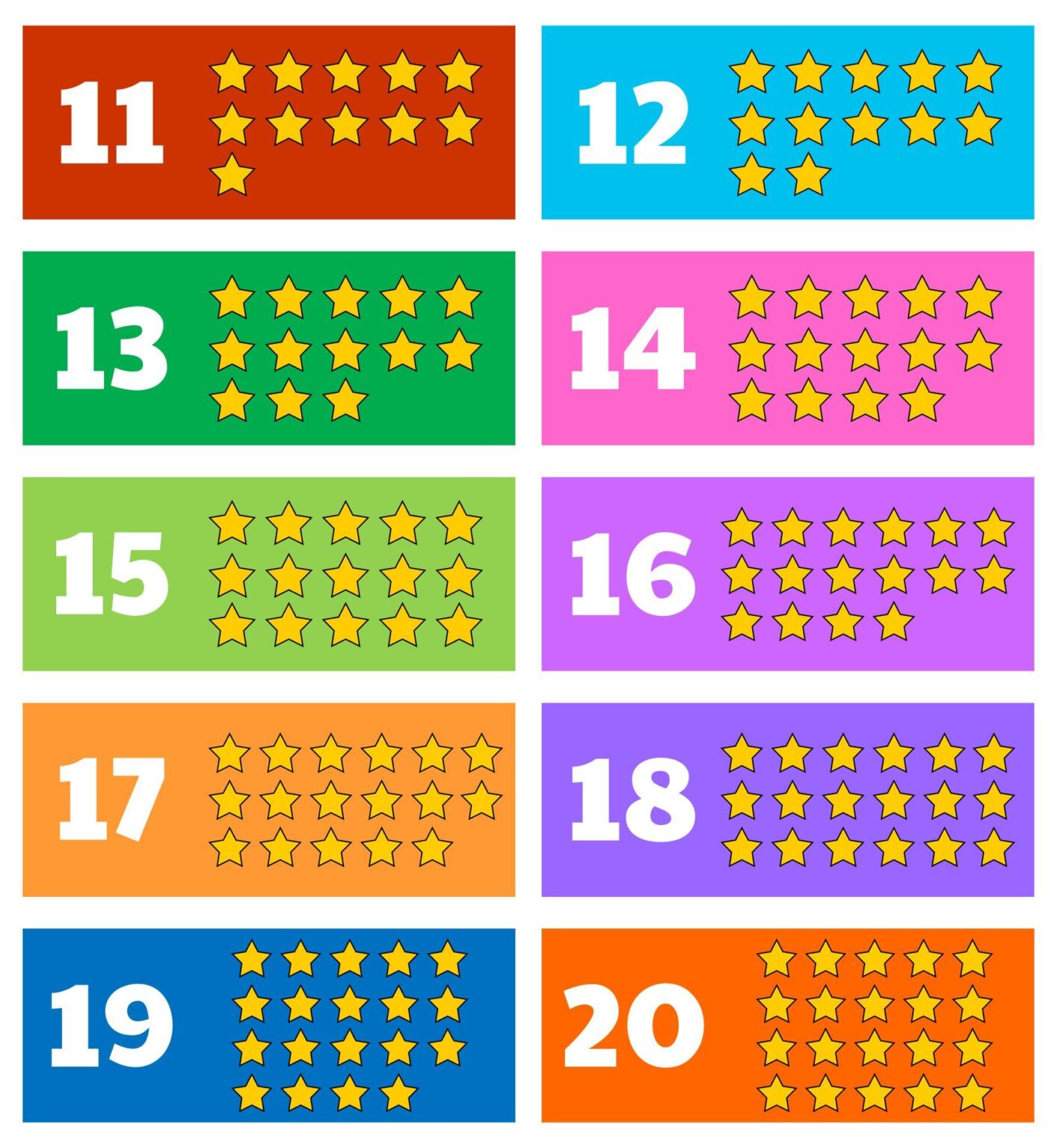 Printable Large Numbers 11 20 - Printable JD Printable Large Numbers 11 20 - Printable JD