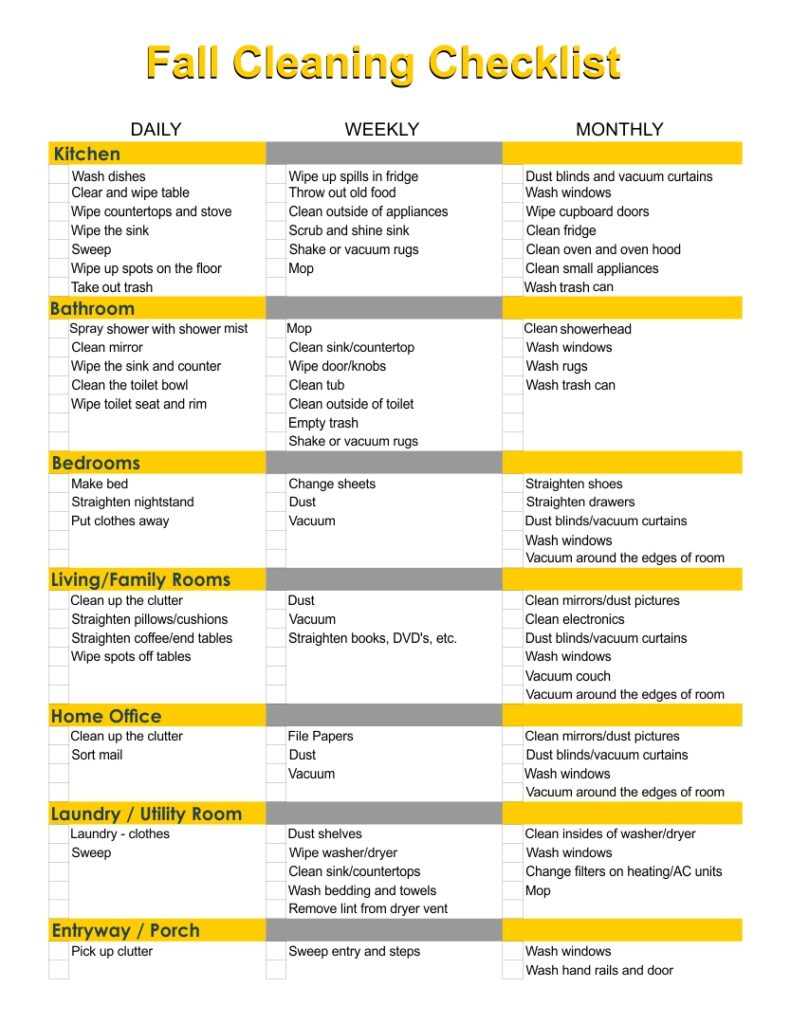 Printable Church Cleaning Checklist - Printable JD