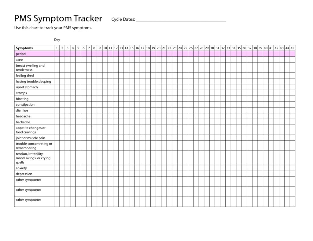Printable Symptom Journal - Printable JD