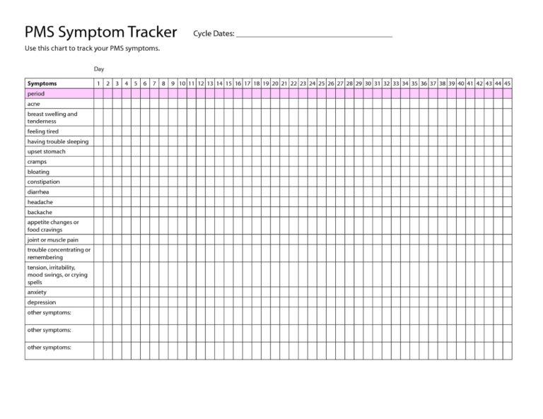 Printable Symptom Journal - Printable JD