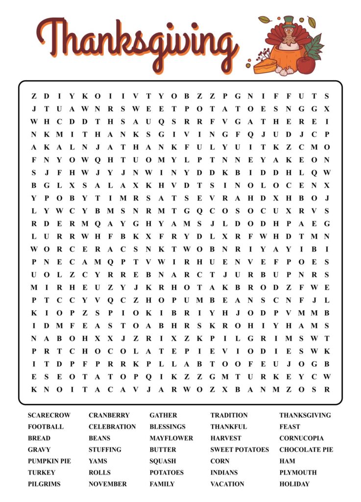 Printable Thanksgiving Word Search Puzzles - Printable JD