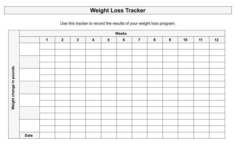Printable Weekly Weight Chart - Printable JD
