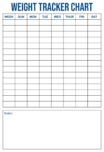 Printable Weekly Weight Chart - Printable JD