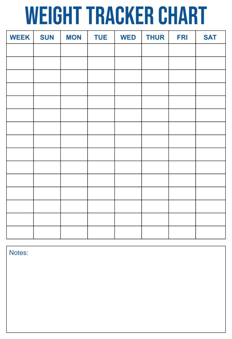 Printable Weekly Weight Chart - Printable JD