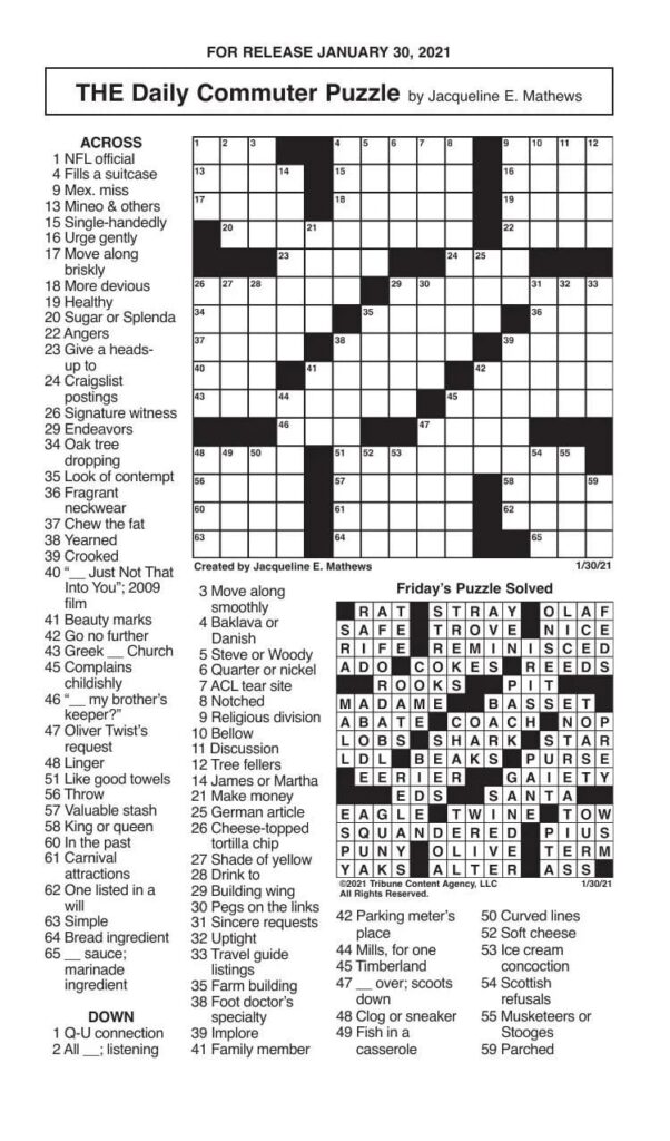 Printable Toronto Sun Crossword - Printable JD