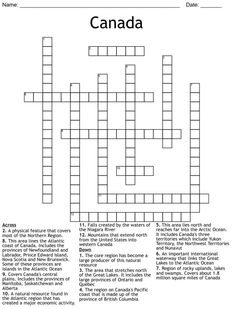 Free Printable Crossword Puzzles Canada - Printable JD
