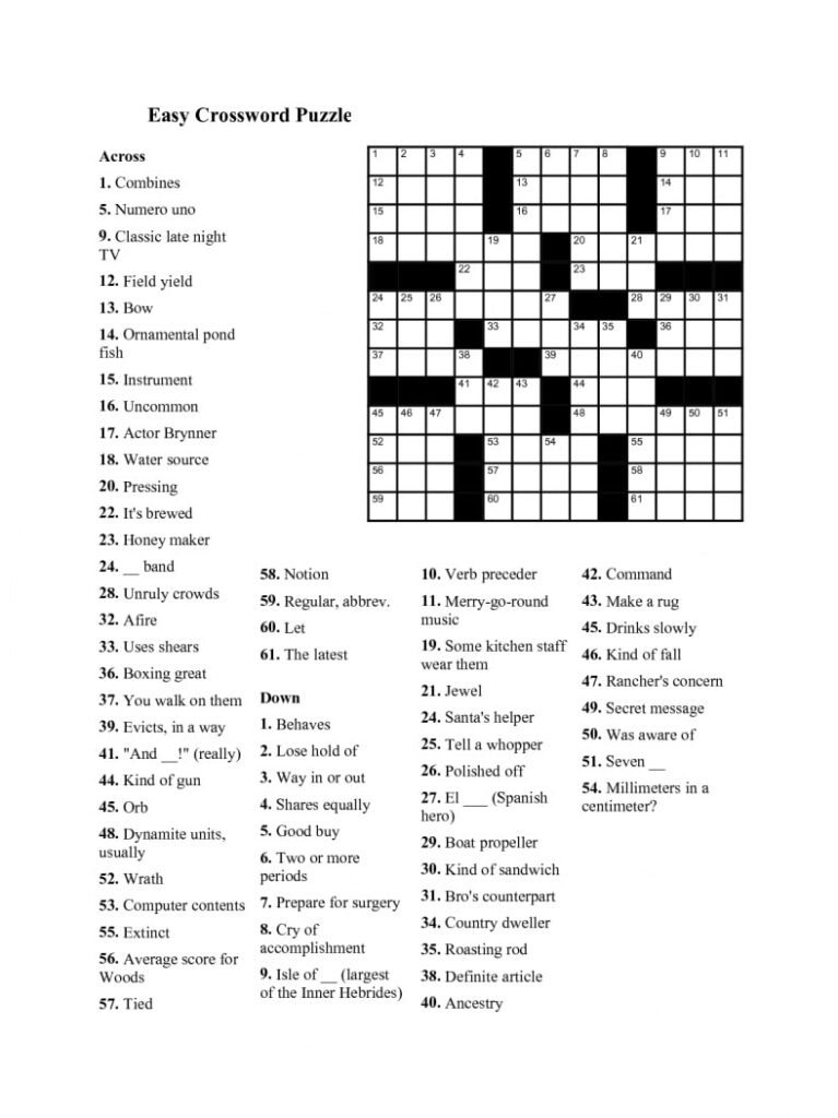 Printable People Magazine Crossword Puzzle - Printable JD