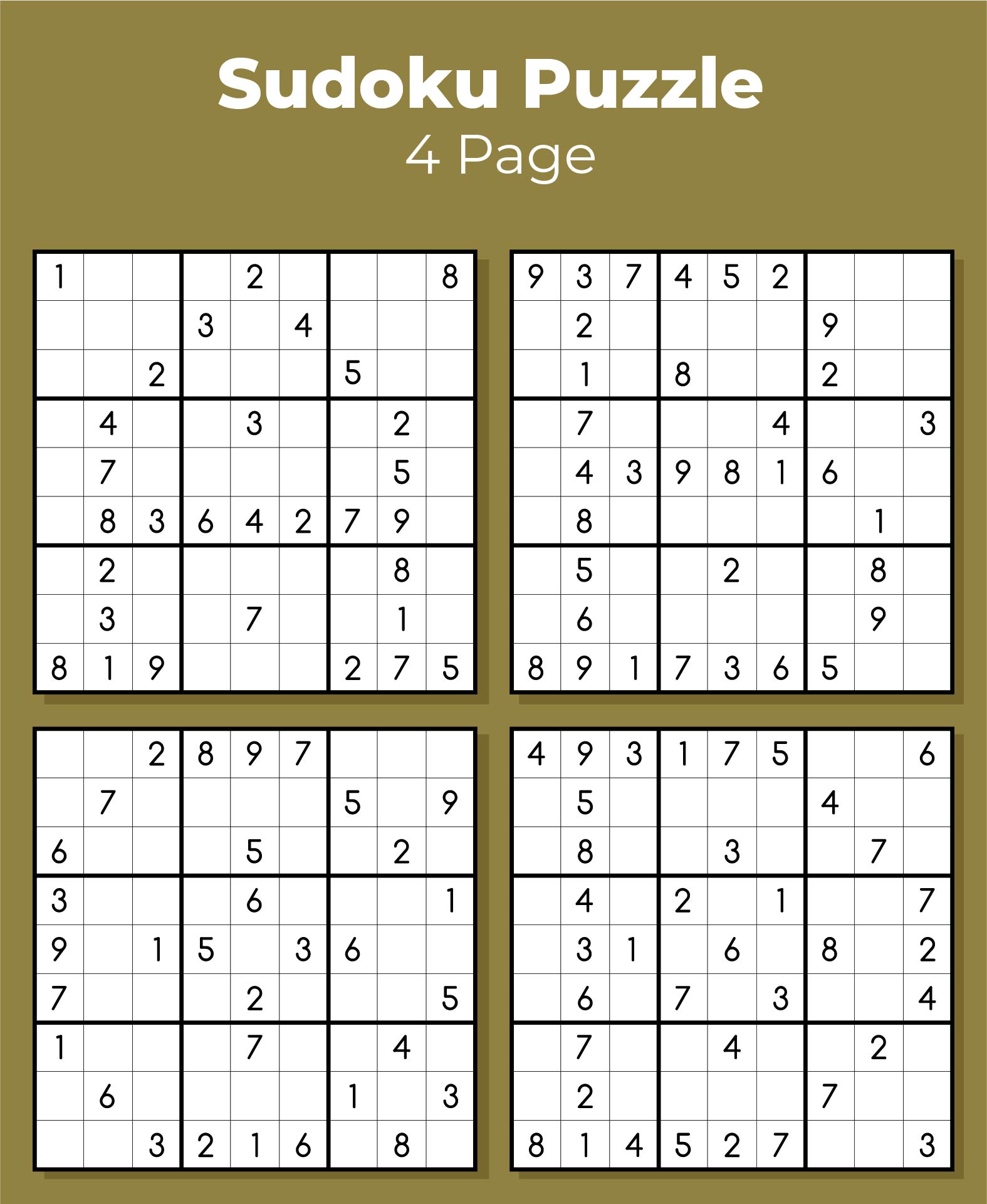 Free Printable Sudoku Puzzles 4 Per Page - Printable JD Free Printable Sudoku Puzzles 4 Per Page - Printable JD