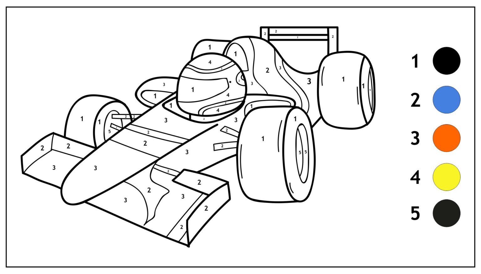 Printable Car Color By Number - Printable JD