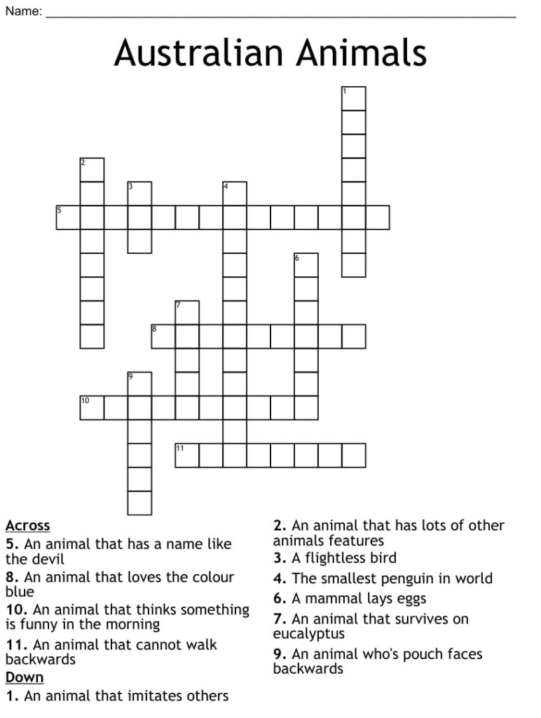 Printable Crossword Puzzles Australia - Printable JD