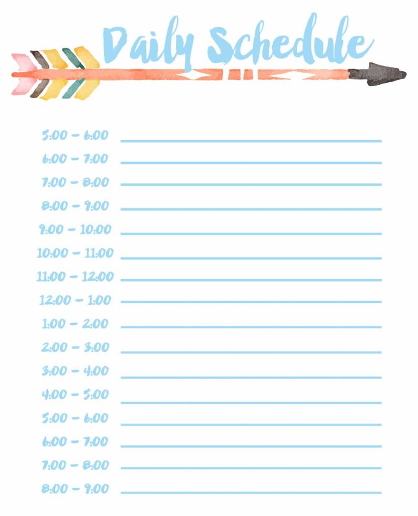 Printable Daily Schedule By Hour - Printable JD