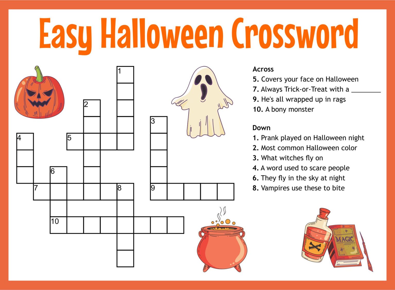 Printable Halloween Crossword Puzzles - Printable JD
