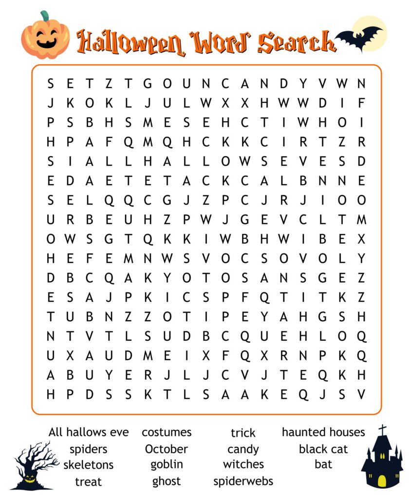Printable Halloween Word Search Pages - Printable JD