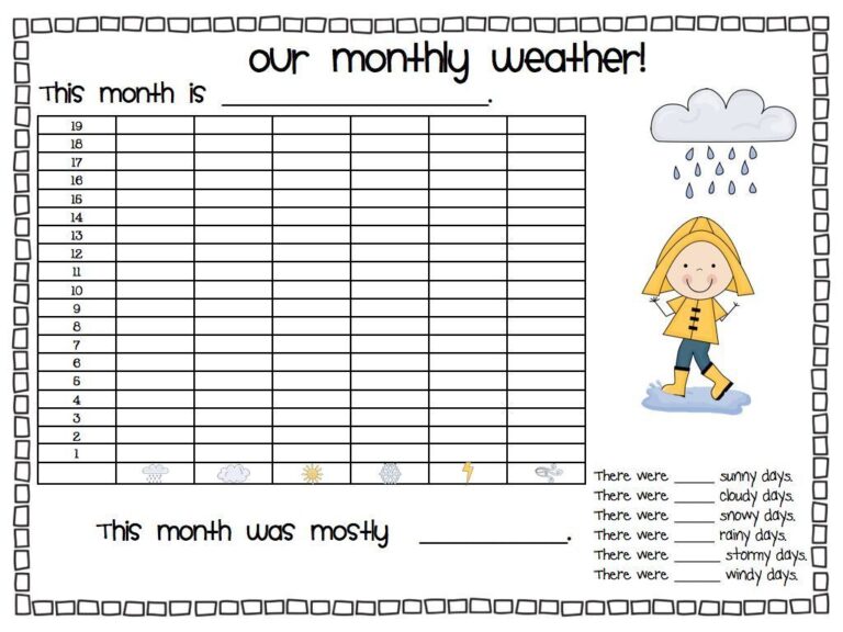 Printable Kindergarten Weather Graph - Printable JD