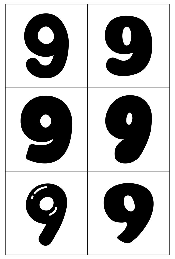 Printable Large Bubble Number 9 - Printable JD
