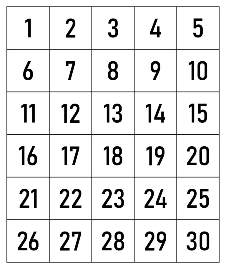 Printable Number Flashcards 1 30 - Printable JD