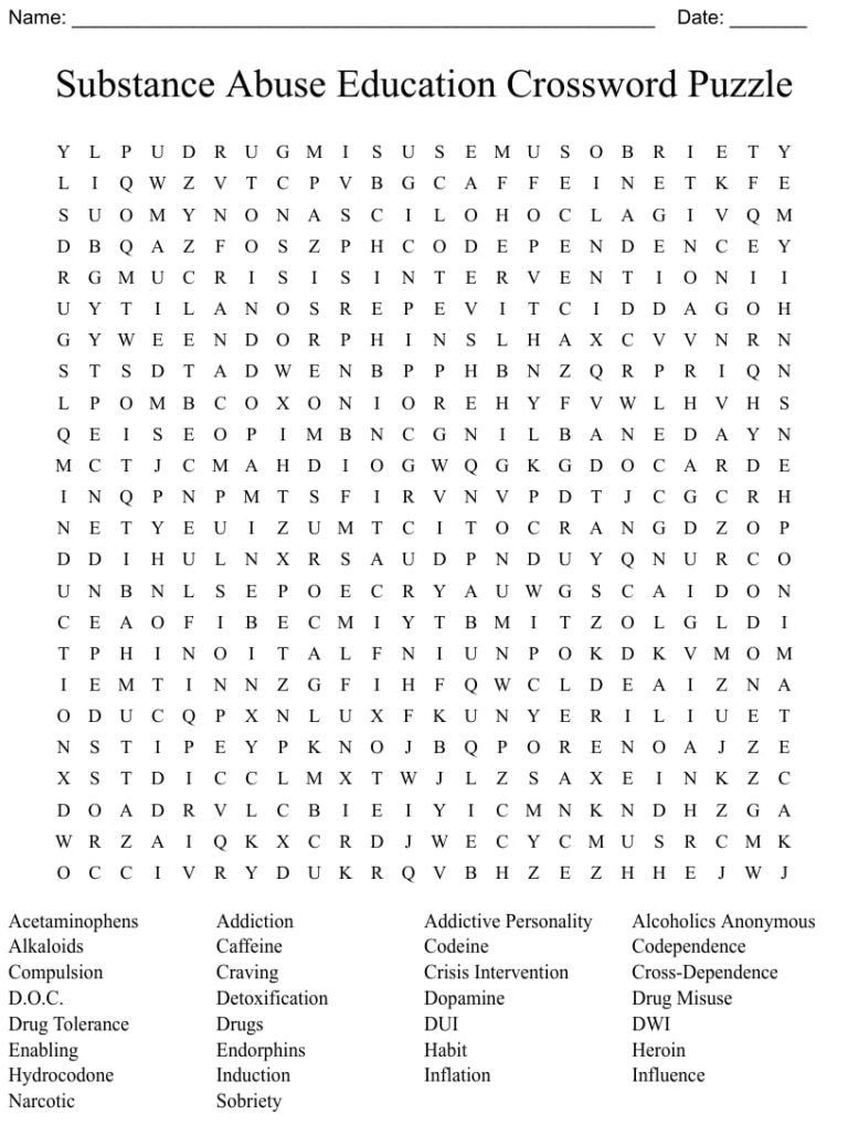 Addiction Puzzles Free Printable - Printable JD