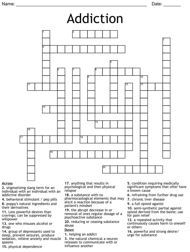 Addiction Puzzles Free Printable - Printable JD