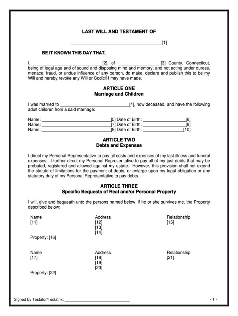 Blank Will Forms Free Printable - Printable JD