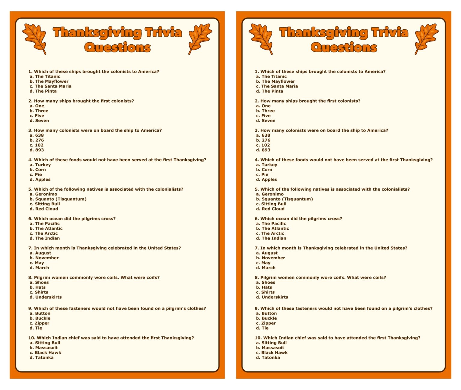 Free Printable Quizzes With Answers - Printable JD