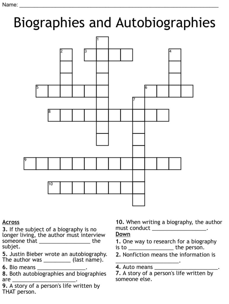 Geography Crossword Printable - Printable JD