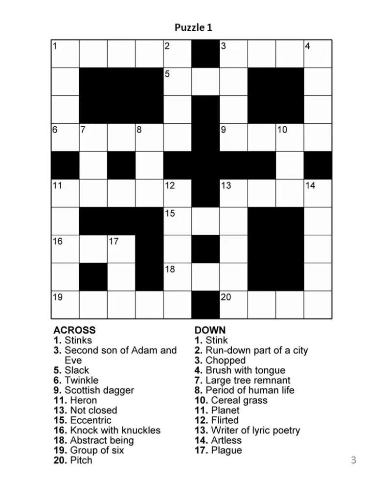 Large Print Crossword Printable Printable JD
