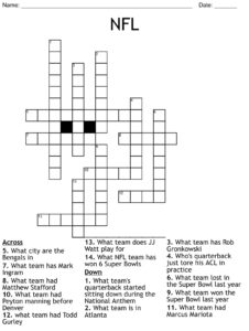 NFL Crossword Puzzle Printable - Printable JD