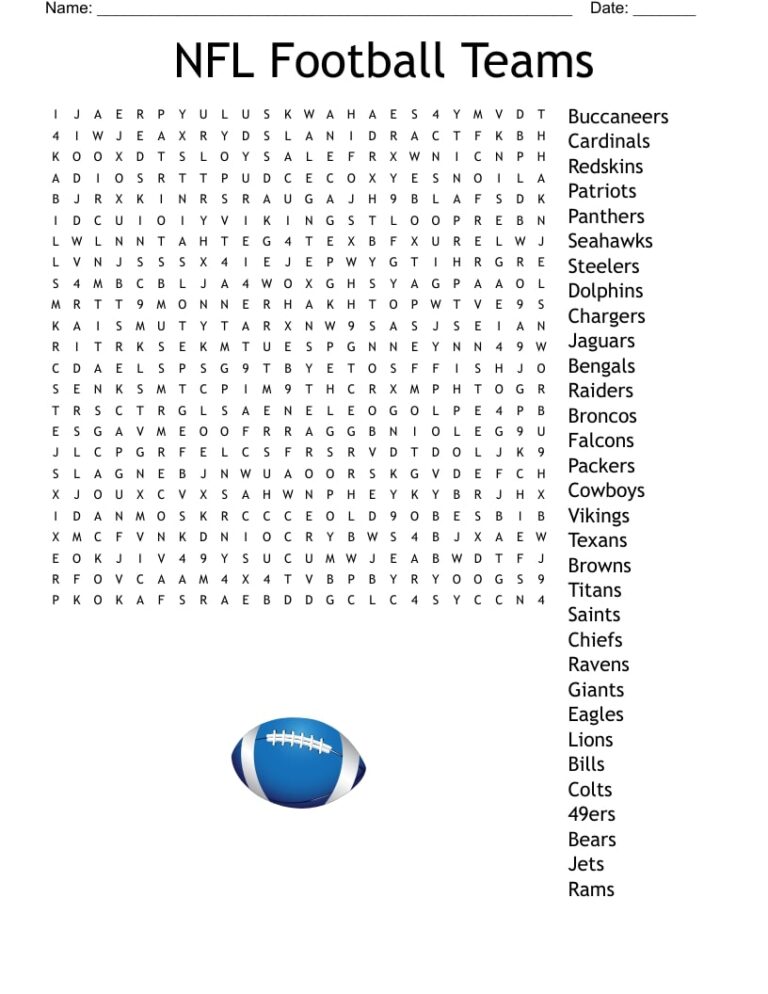 NFL Crossword Puzzle Printable - Printable JD