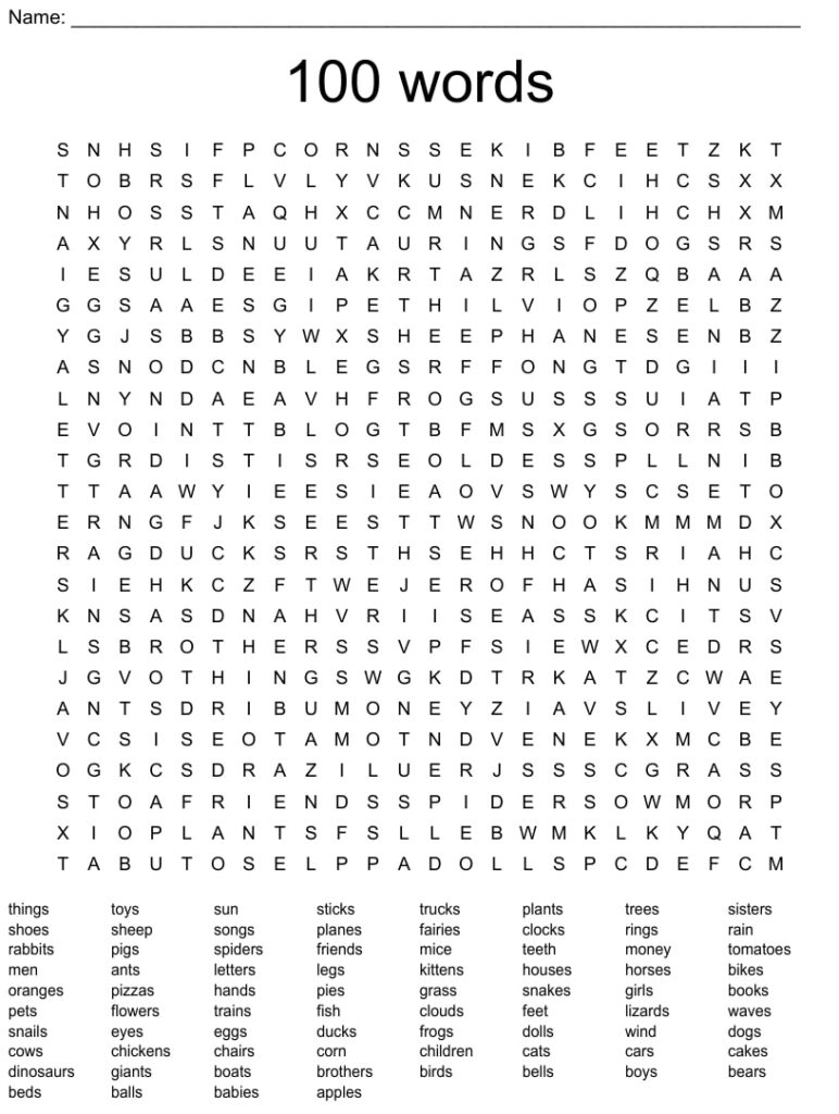 100 Word Printable Word Searches For Adults - Printable JD