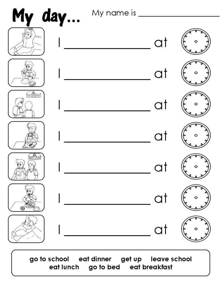 Daily Routine Printable Worksheets - Printable JD