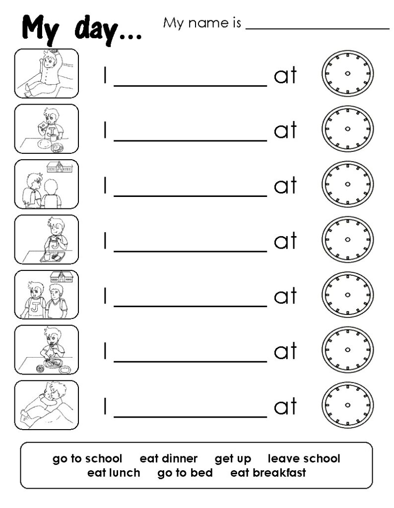 Daily Routine Printable Worksheets - Printable JD