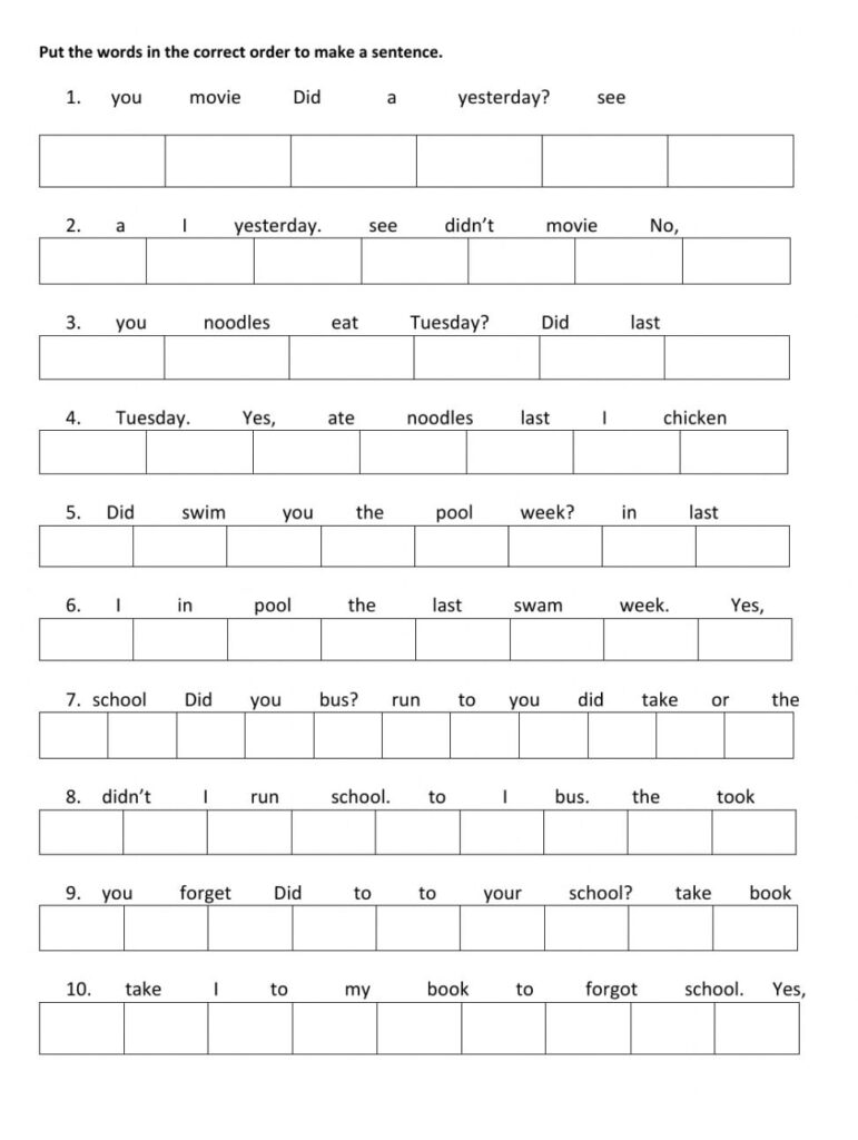Easy Unscramble Sentence Printable - Printable JD