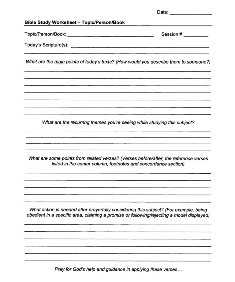 Free Printable Bible Study Worksheets - Printable JD