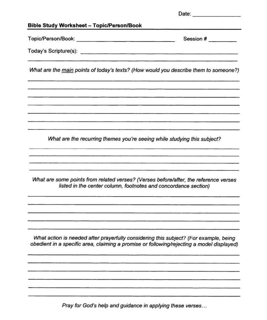 Free Printable Bible Study Worksheets - Printable JD