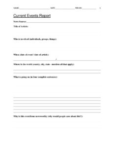Free Printable Current Events Worksheet - Printable JD