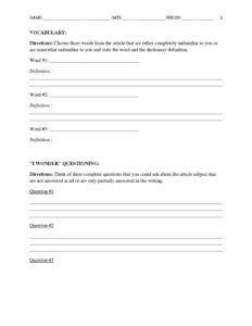 Free Printable Current Events Worksheet - Printable JD