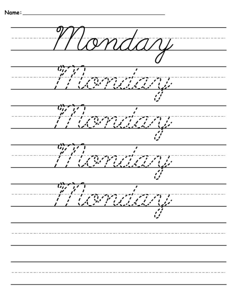 Free Printable Cursive Worksheets Name - Printable JD