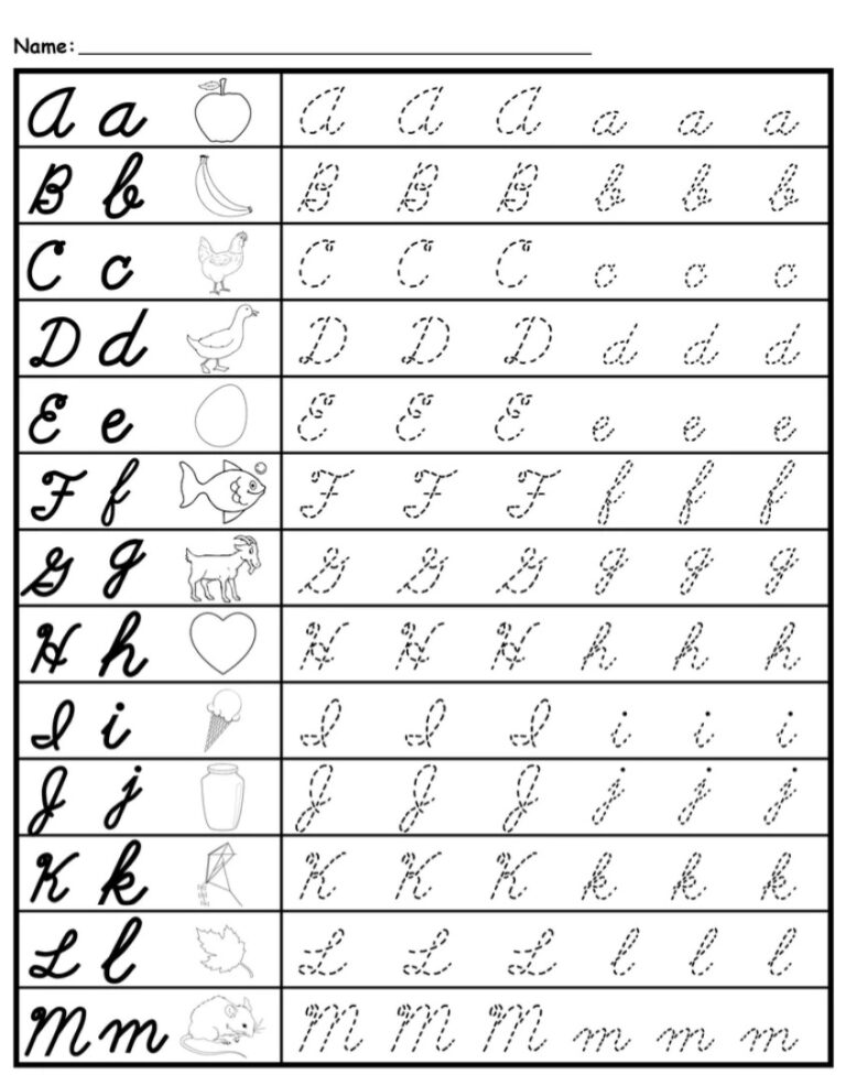 Free Printable Cursive Worksheets Name - Printable JD