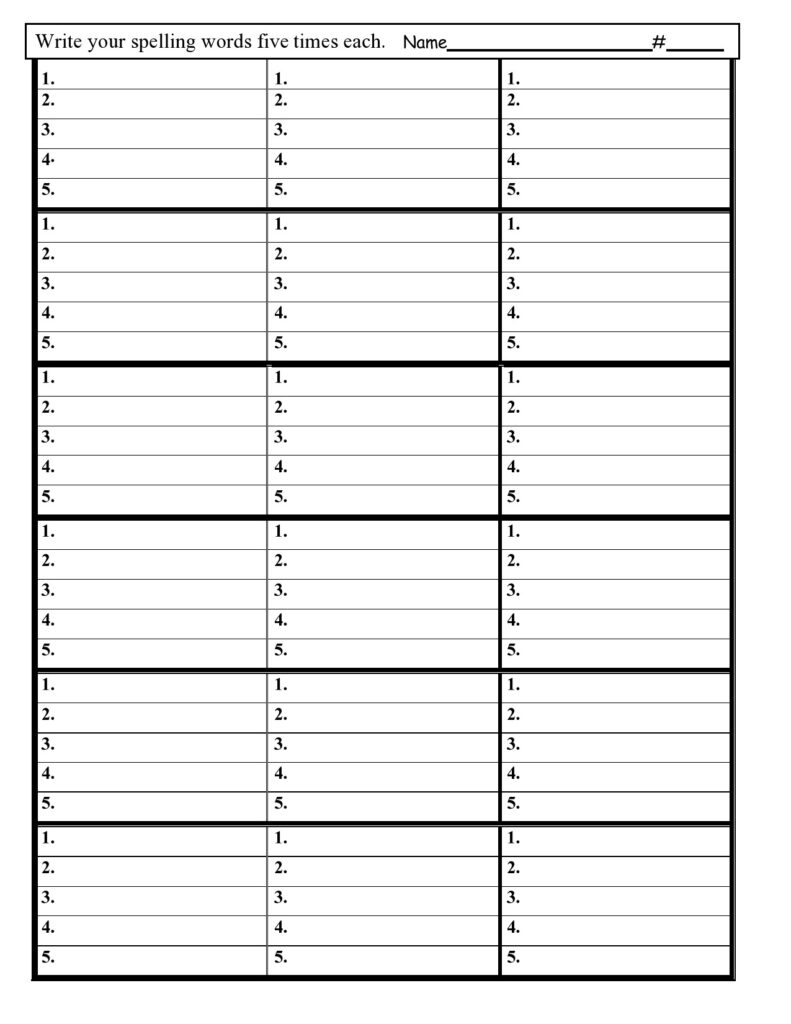 Free Printable Spelling Practice Sheets - Printable JD