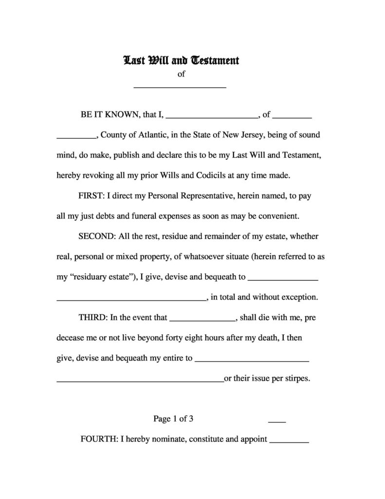Free Printable Will Forms UK - Printable JD