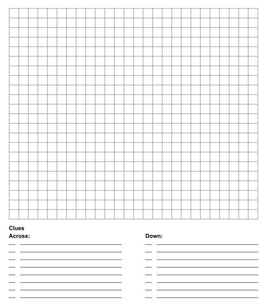Printable Blank Crossword Grid - Printable JD